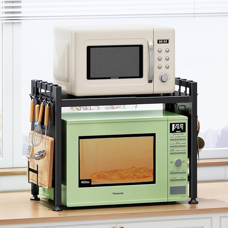 Expandable Microwave Stand, Heavy Duty 3-Tier Adjustable Microwave Oven ...