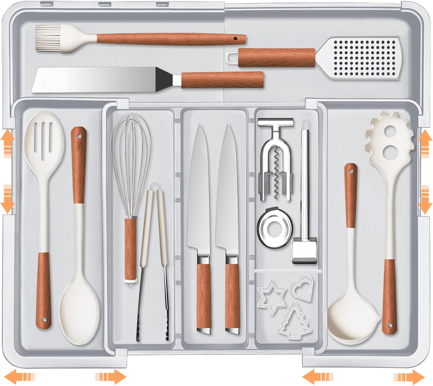 Expandable Multifunctional Kitchen Utensil Organizer: Compartmentalized ...
