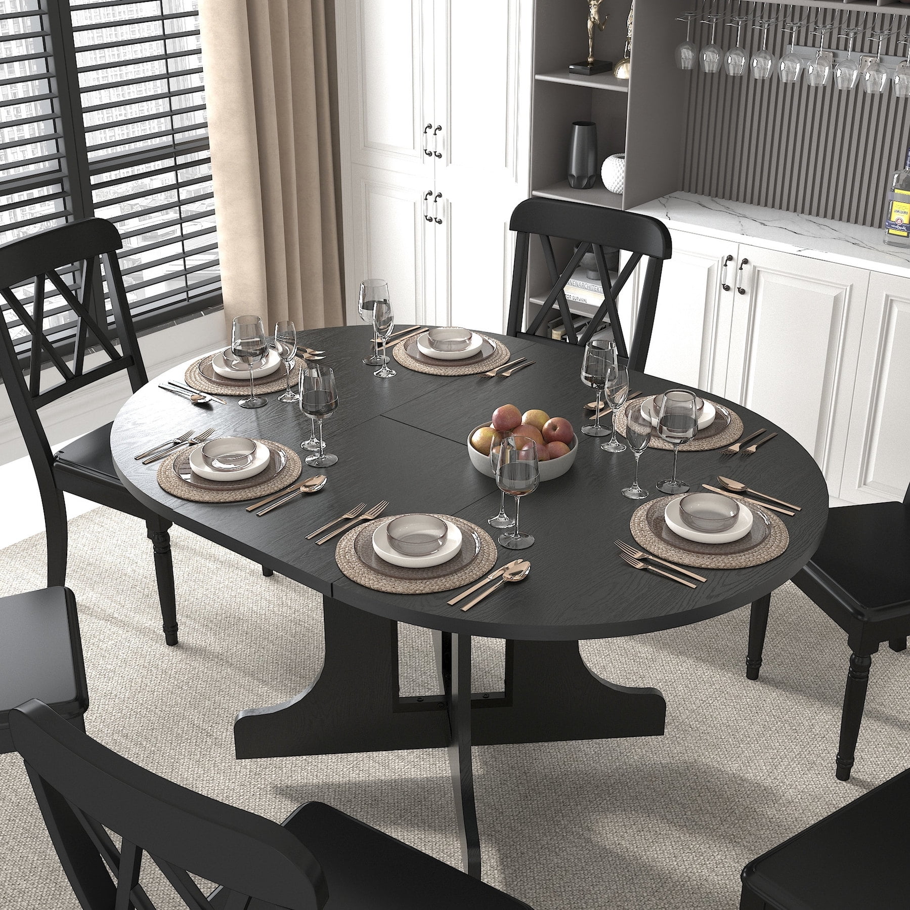 Expandable & Oak Veneer Dining Table - Farmhouse Dining, Present ...