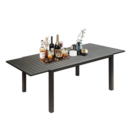 Patio Dining Expandable Table, Metal Aluminum Outdoor Table for 6-8 ...
