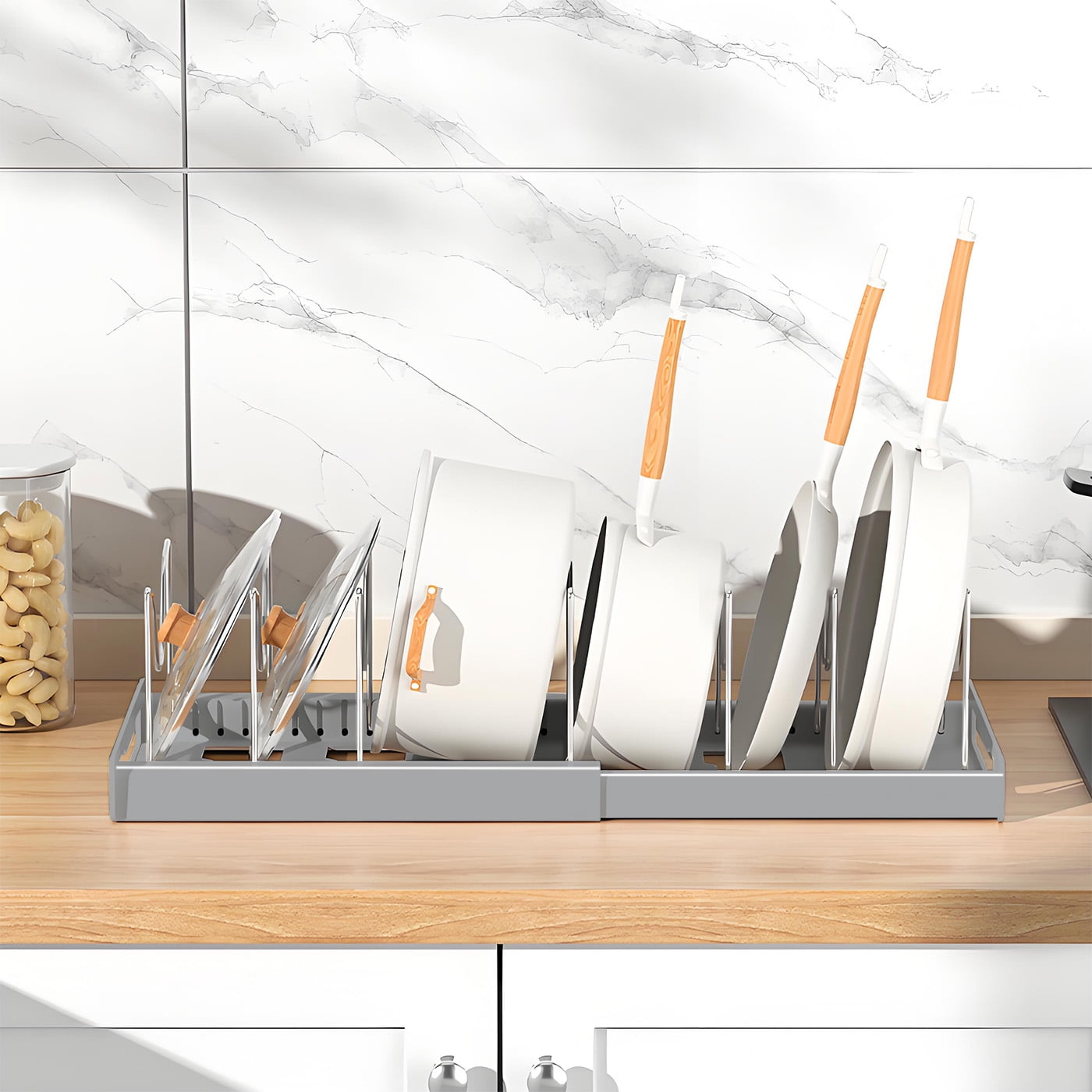 Expandable Pan Organizer with 12 Adjustable Shelves, Multifunctional ...