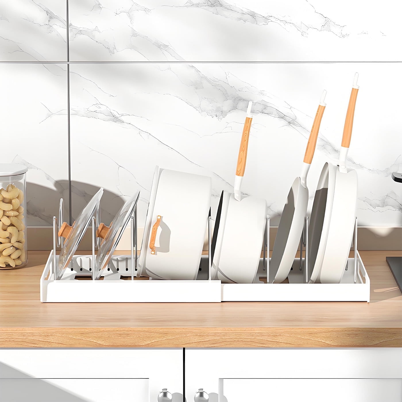 Expandable Pan Organizer, Pots and Pans Organizer with 12 Adjustable ...