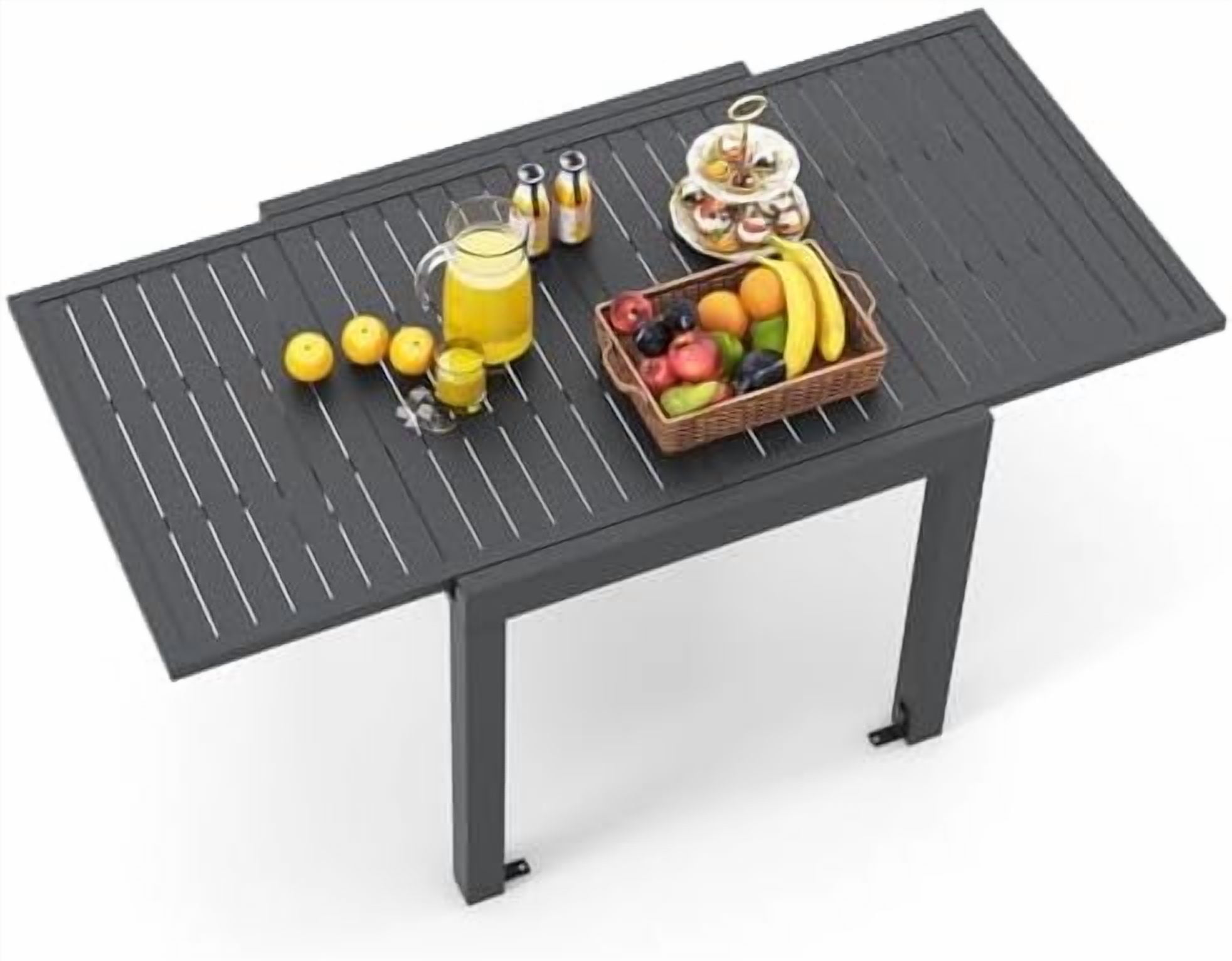 Expandable Patio Dining Table Aluminum Outdoor Table for 4-6 Person ...