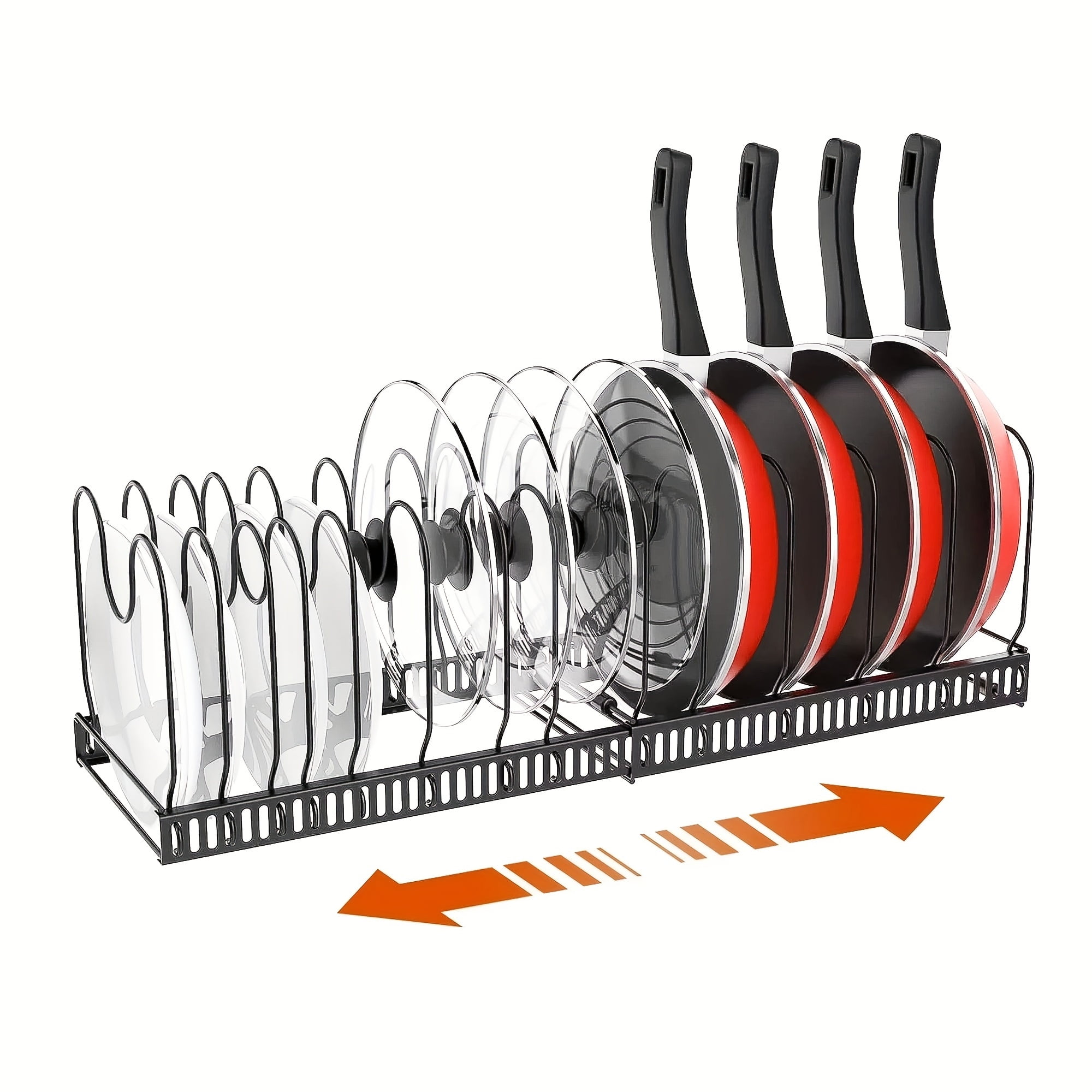 Expandable Pot Lid Rack for Cabinet, Pot and Pan Organizer with 10 ...