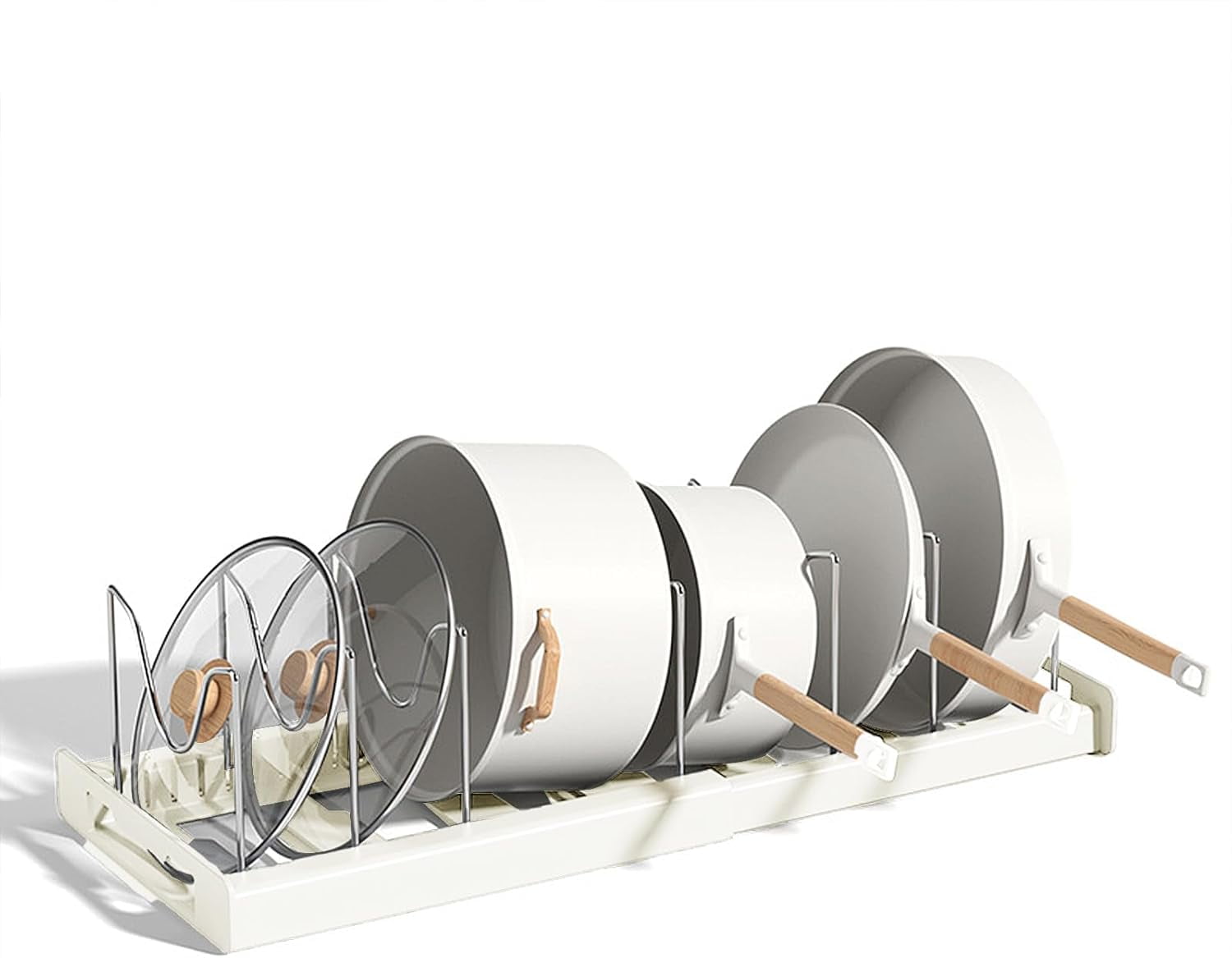 Expandable Pot and Pan Organizer Rack with 7 Stainless steel Dividers ...