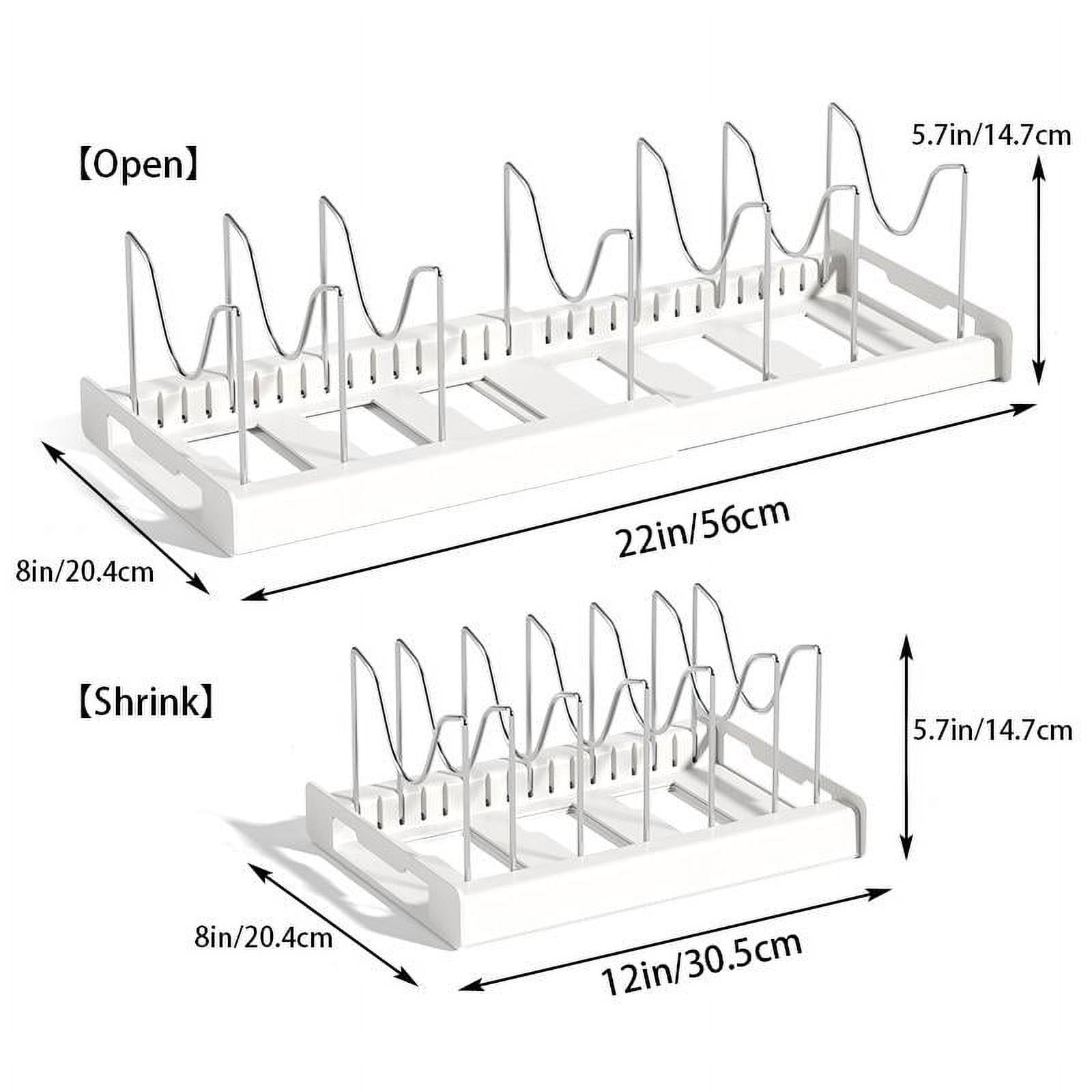 Expandable Pot and Pan Organizer Rack for Cabinet, Pot Lid Organizer ...