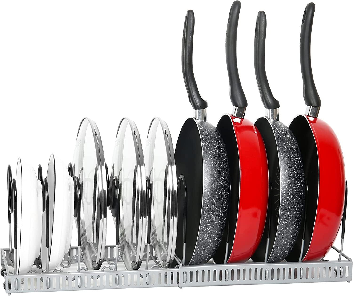 Expandable Pot and Pan Organizers Rack, 10+ Pans and Pots Lid Organizer ...