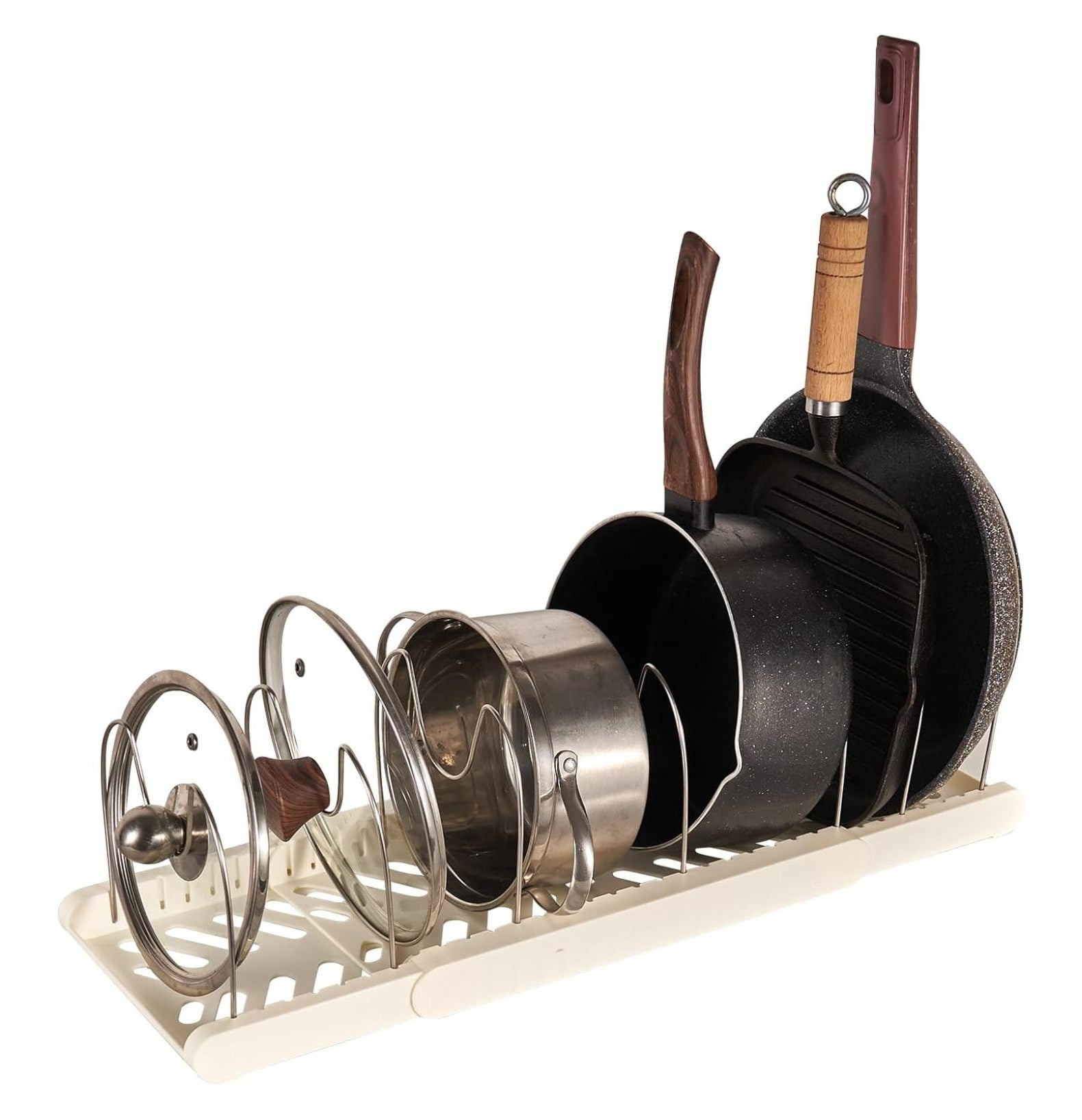 Expandable Pot and Pan Organizers Rack, Stainless Steel Adjustable ...