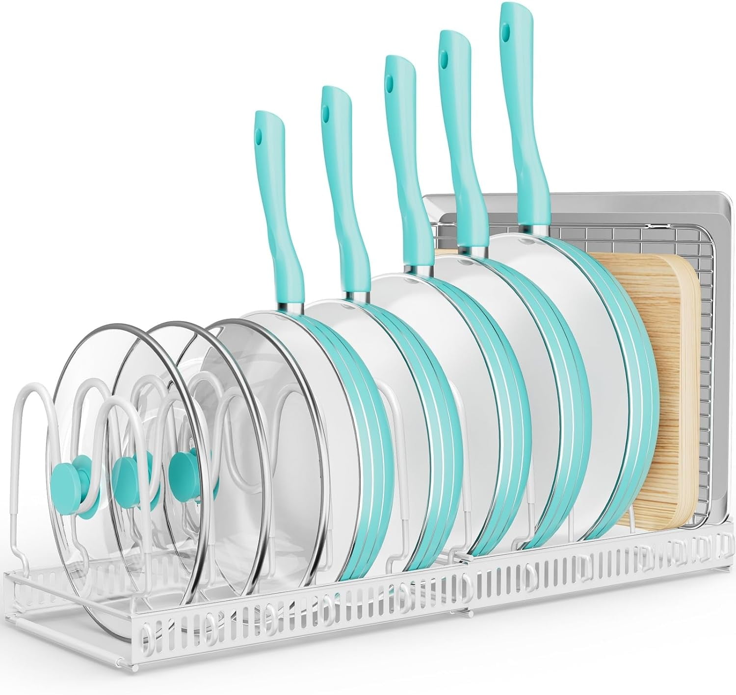 Expandable Pot and Pan Organizer Rack - Kitchen Cabinet Storage ...