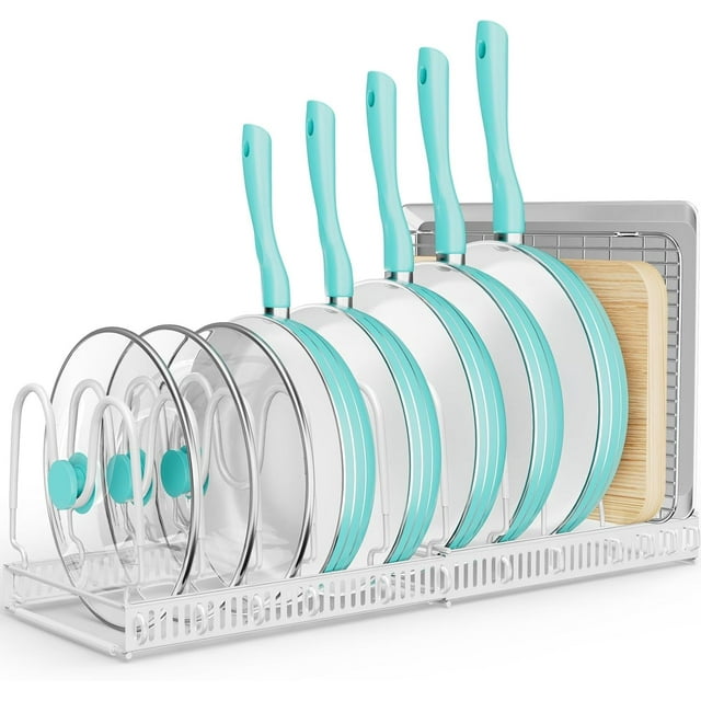 Expandable Pot and Pan Organizer Rack - Kitchen Cabinet Storage ...