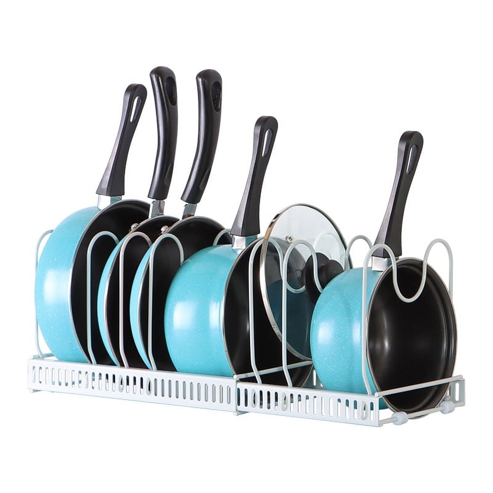 Expandable Pot and Pan Organizers Rack,7 Adjustable Dividers Pans and ...