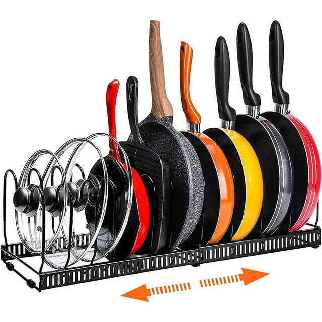Expandable Pot and Pan Organizers Rack, Kitchen Cabinet Pantry Bakeware ...