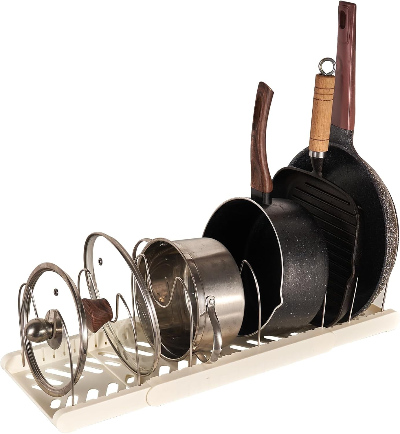 Expandable Pot and Pan Organizers Rack, Stainless Steel Adjustable ...