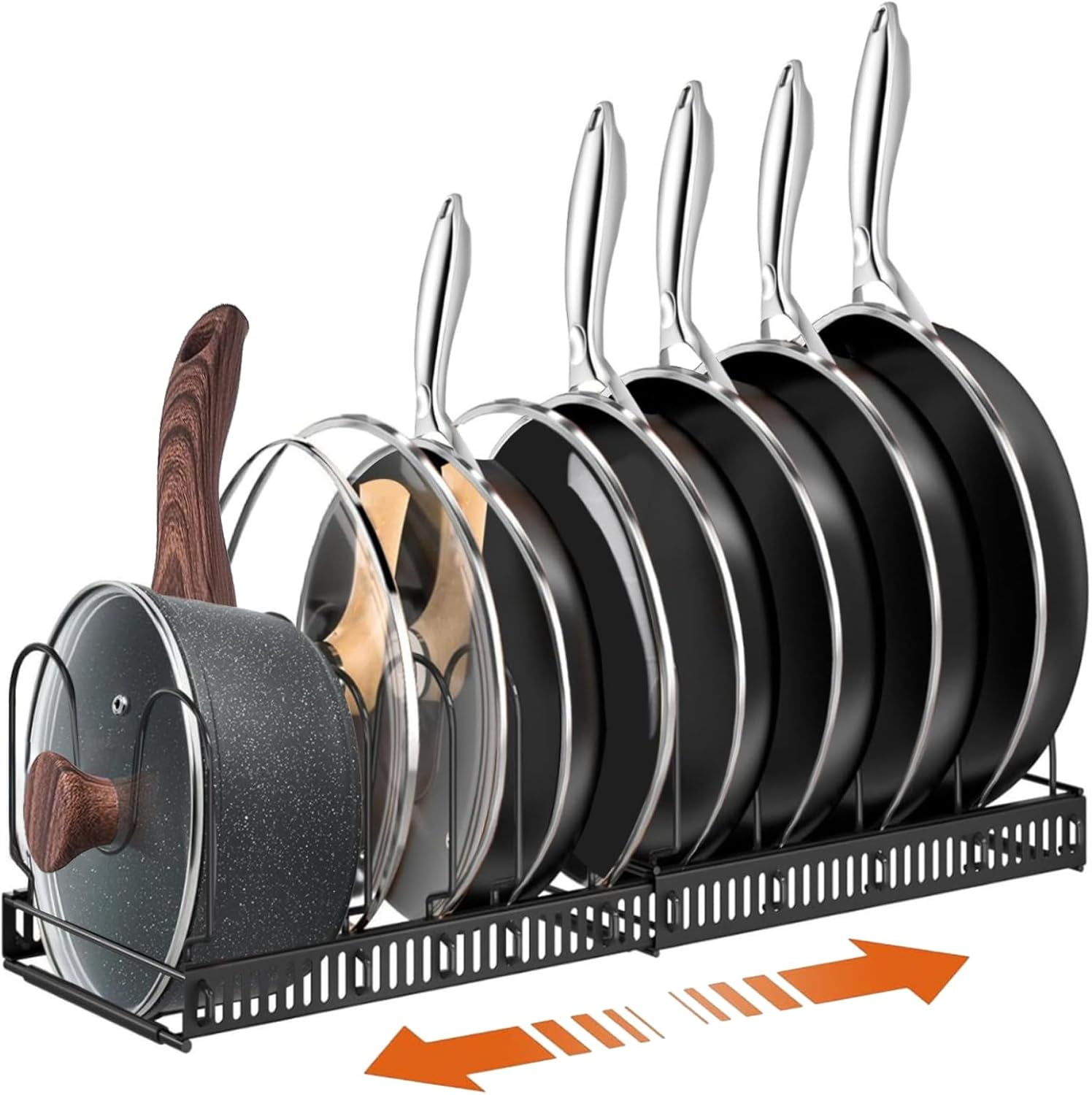 Expandable Pots and Pans Organizer, 11.8''-22.8'' With 10 Adjustable ...