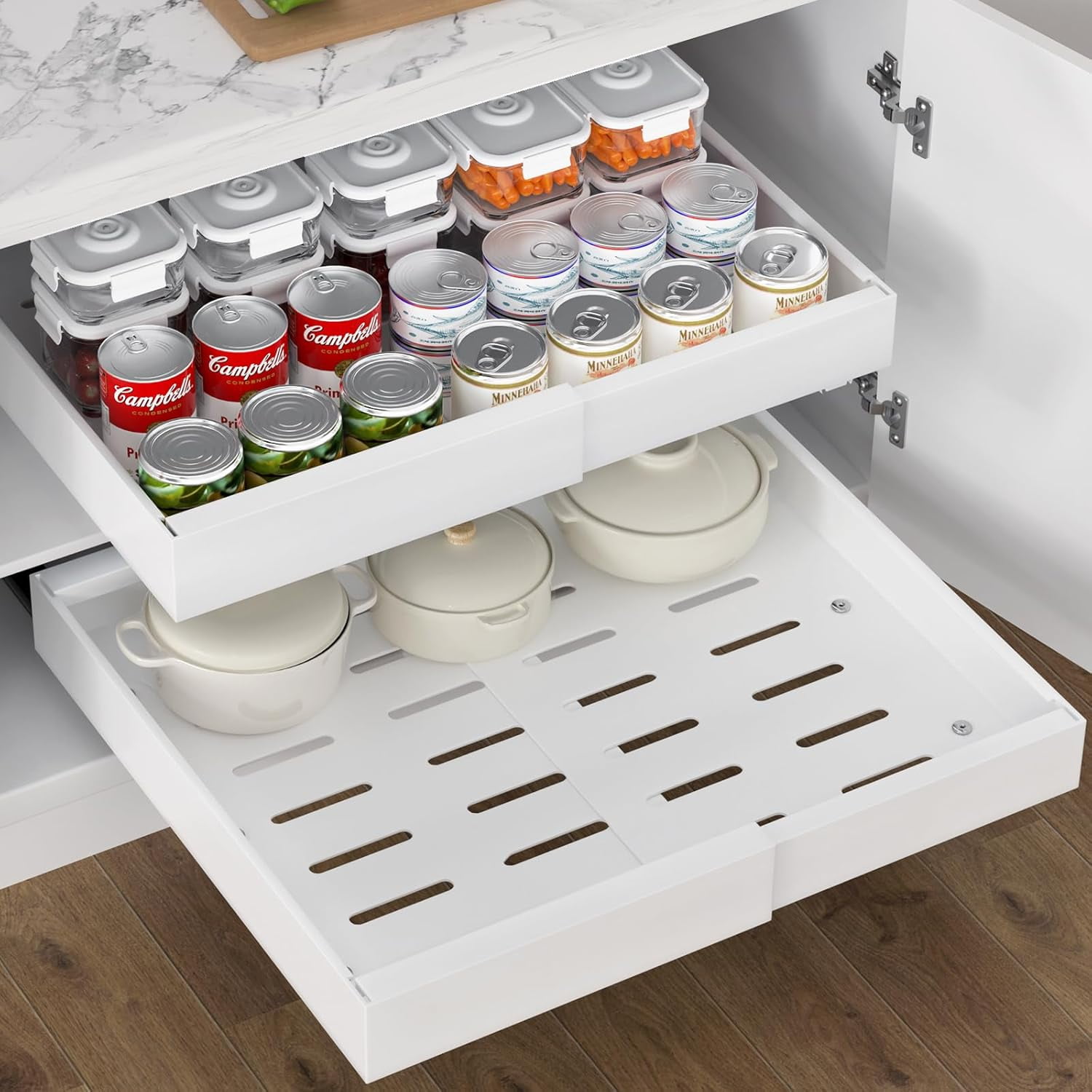 Expandable Pull Out Cabinet Organizer,21"Deep Pull Out Drawers for ...