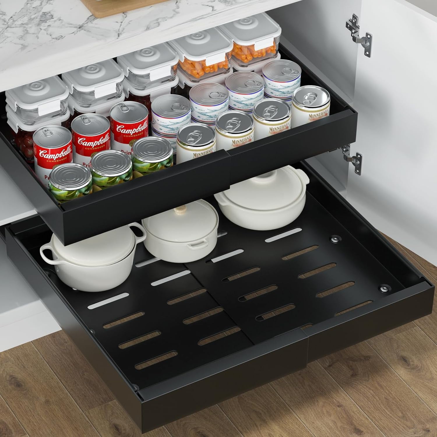Expandable Pull Out Cabinet Organizer,21"Deep Pull Out Drawers for ...