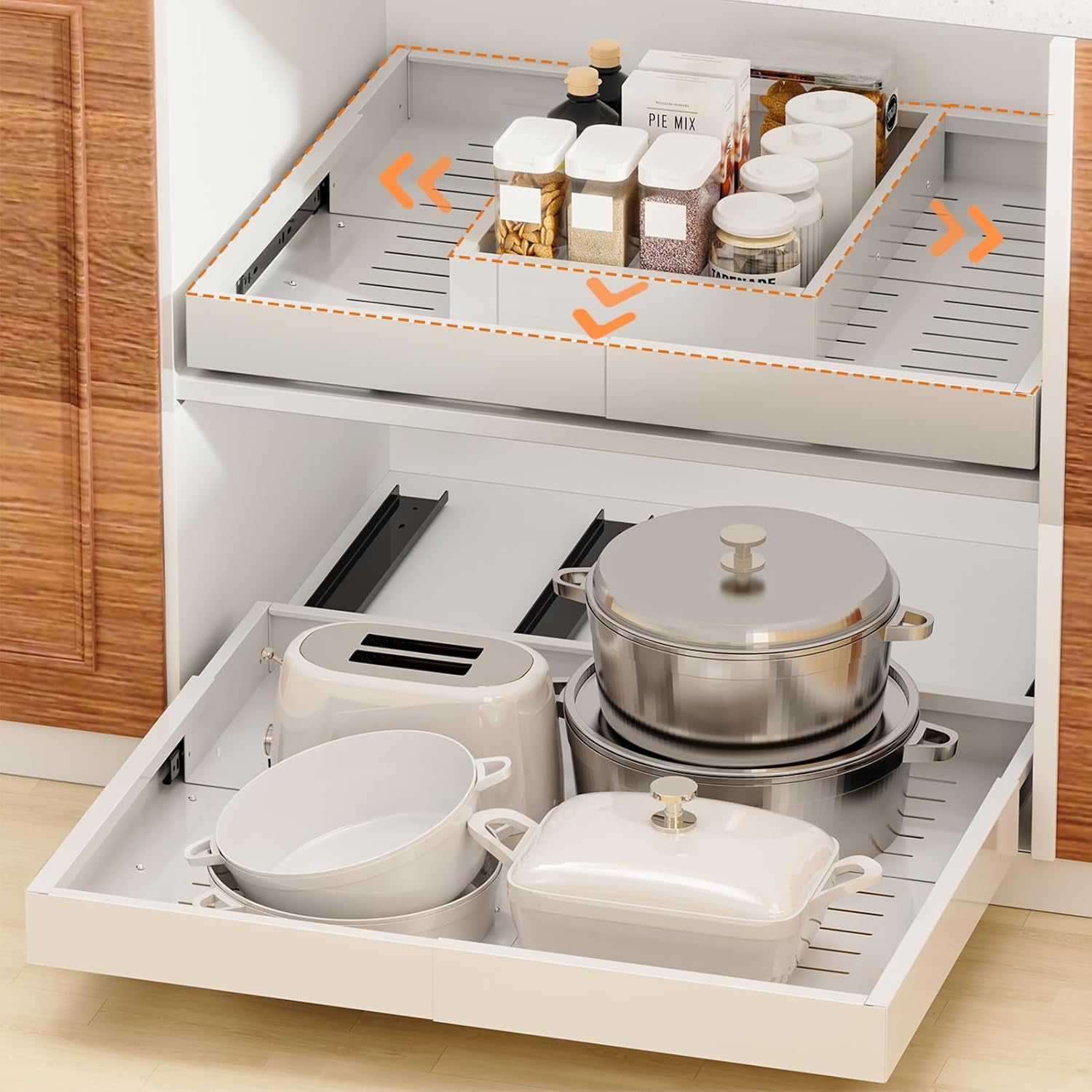 Expandable Pull Out Cabinet Organizer with Depth(16"-22") and Width(12 ...