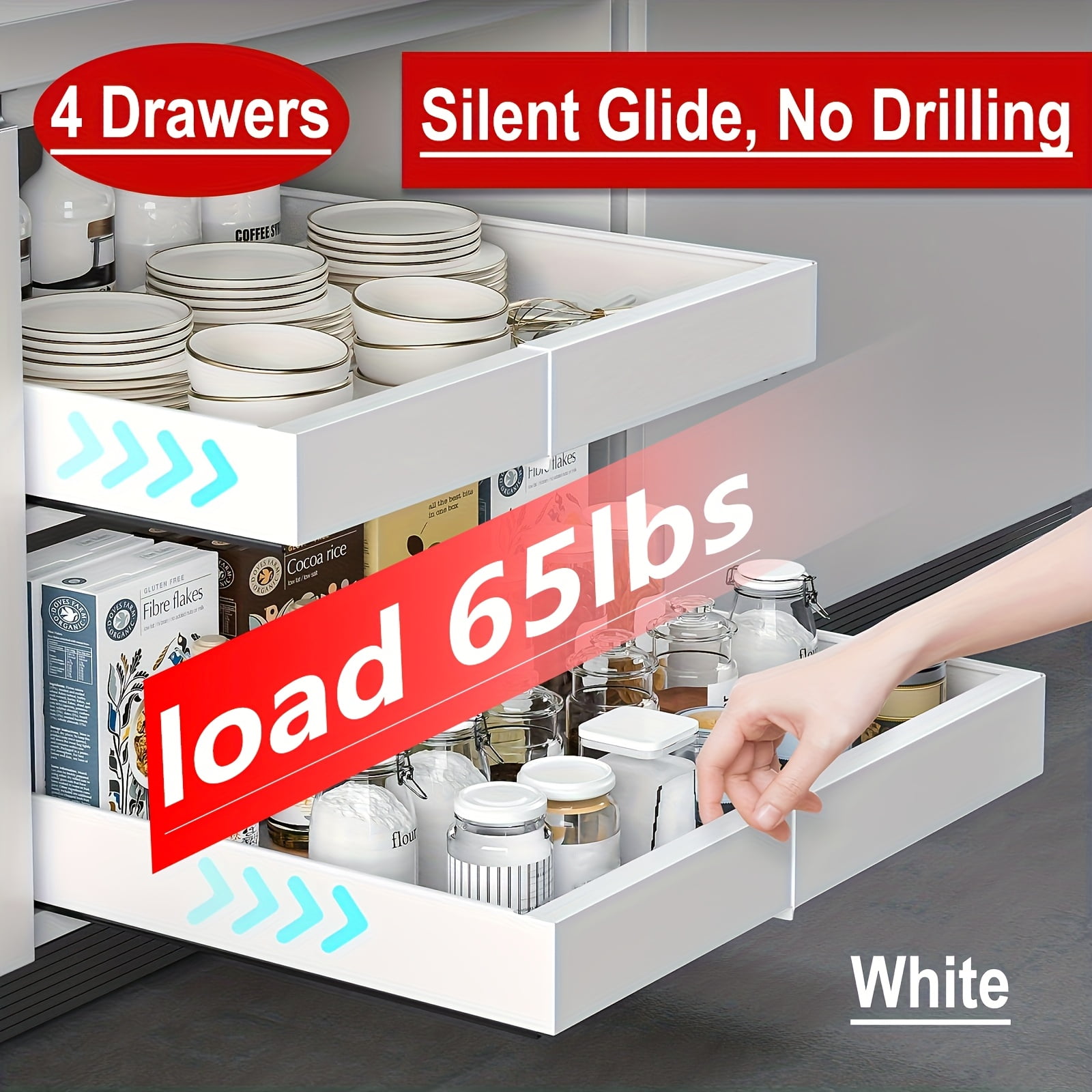 Expandable Pull Out Cabinet Organizer, Heavy-Duty Carbon Steel Slide ...