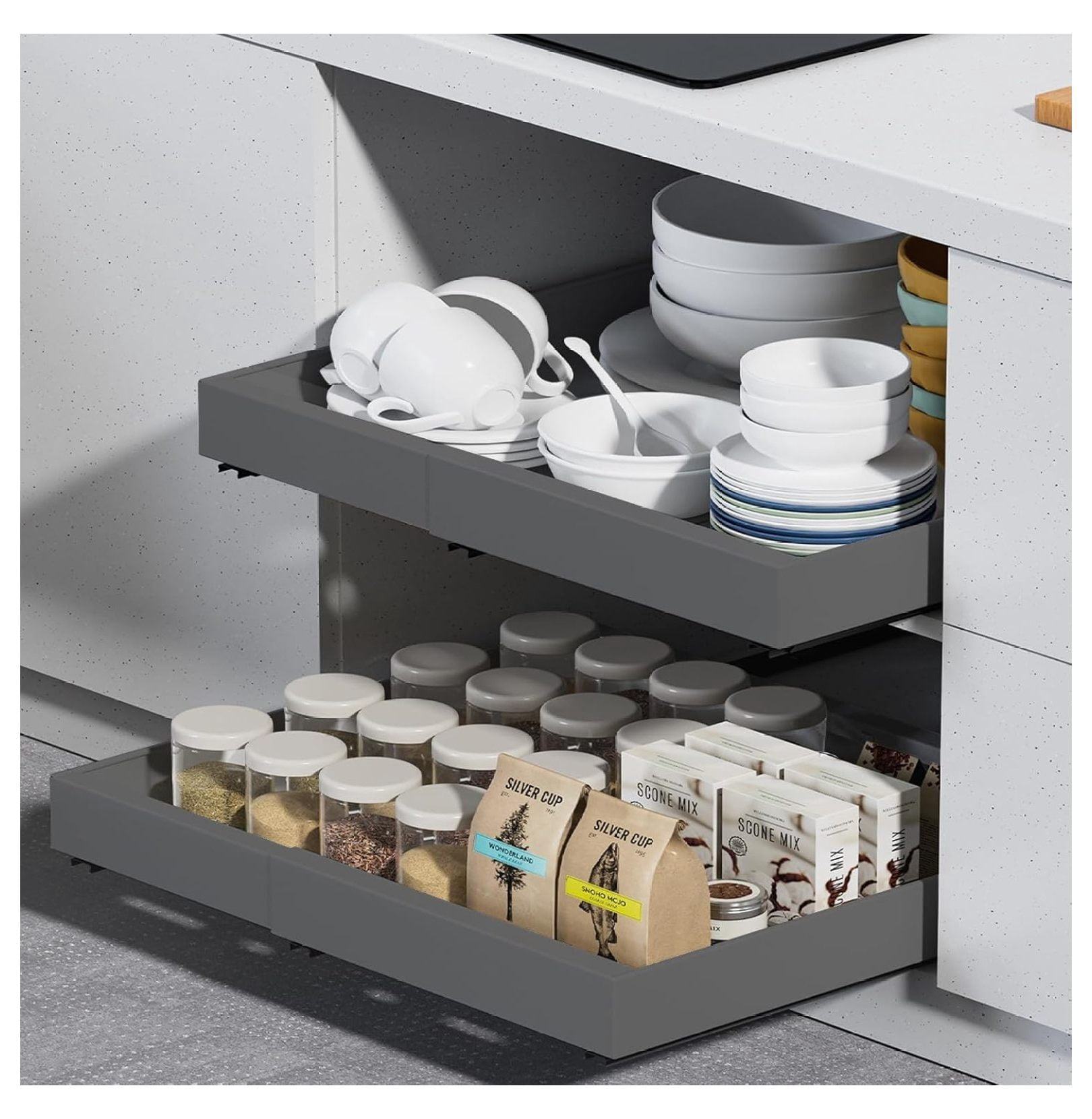 Expandable Pull Out Drawers for Kitchen Cabinets (12.6"-20.5 ...