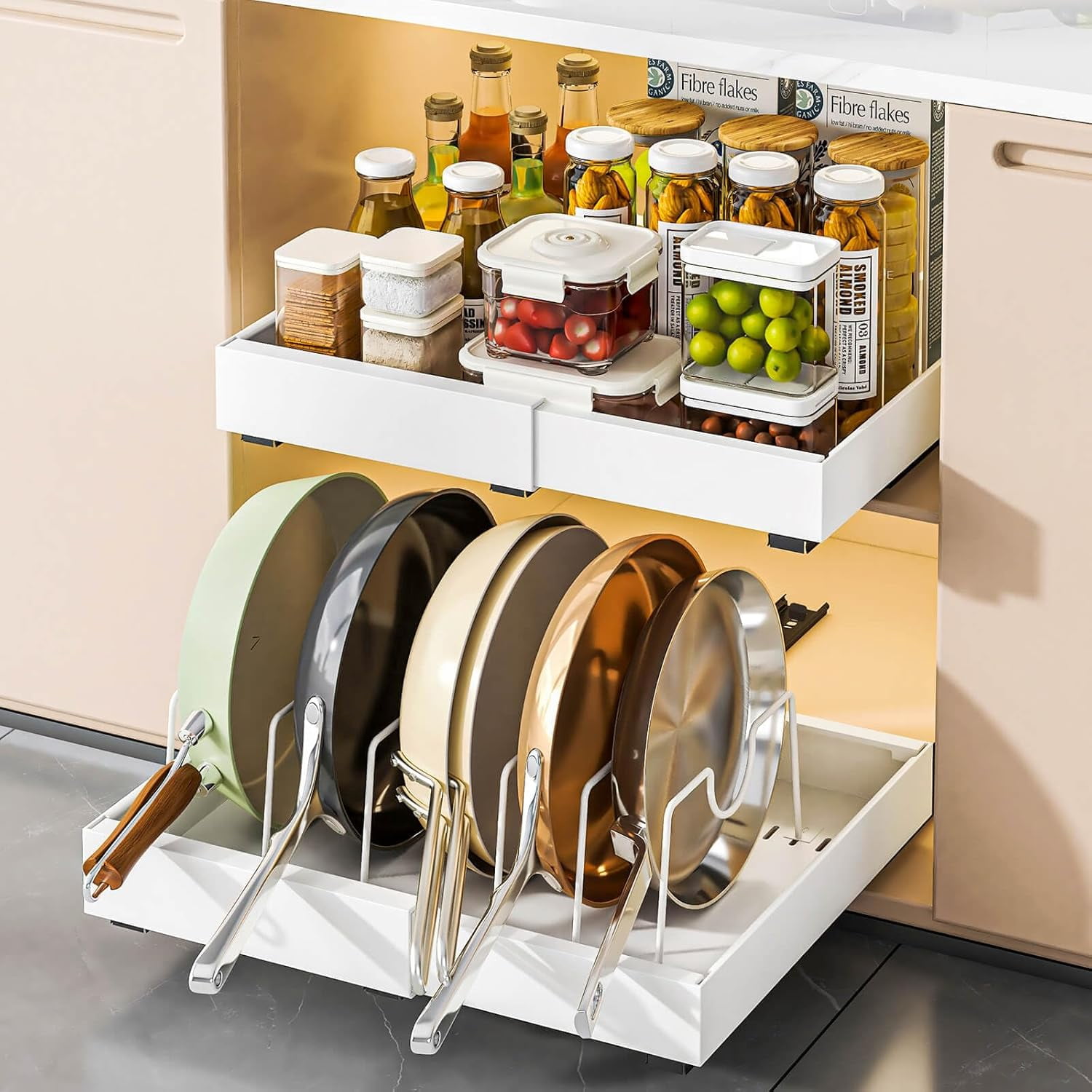 Expandable Pull Out Cabinet Organizer, Adjustable Width 12.05"-20.4 ...