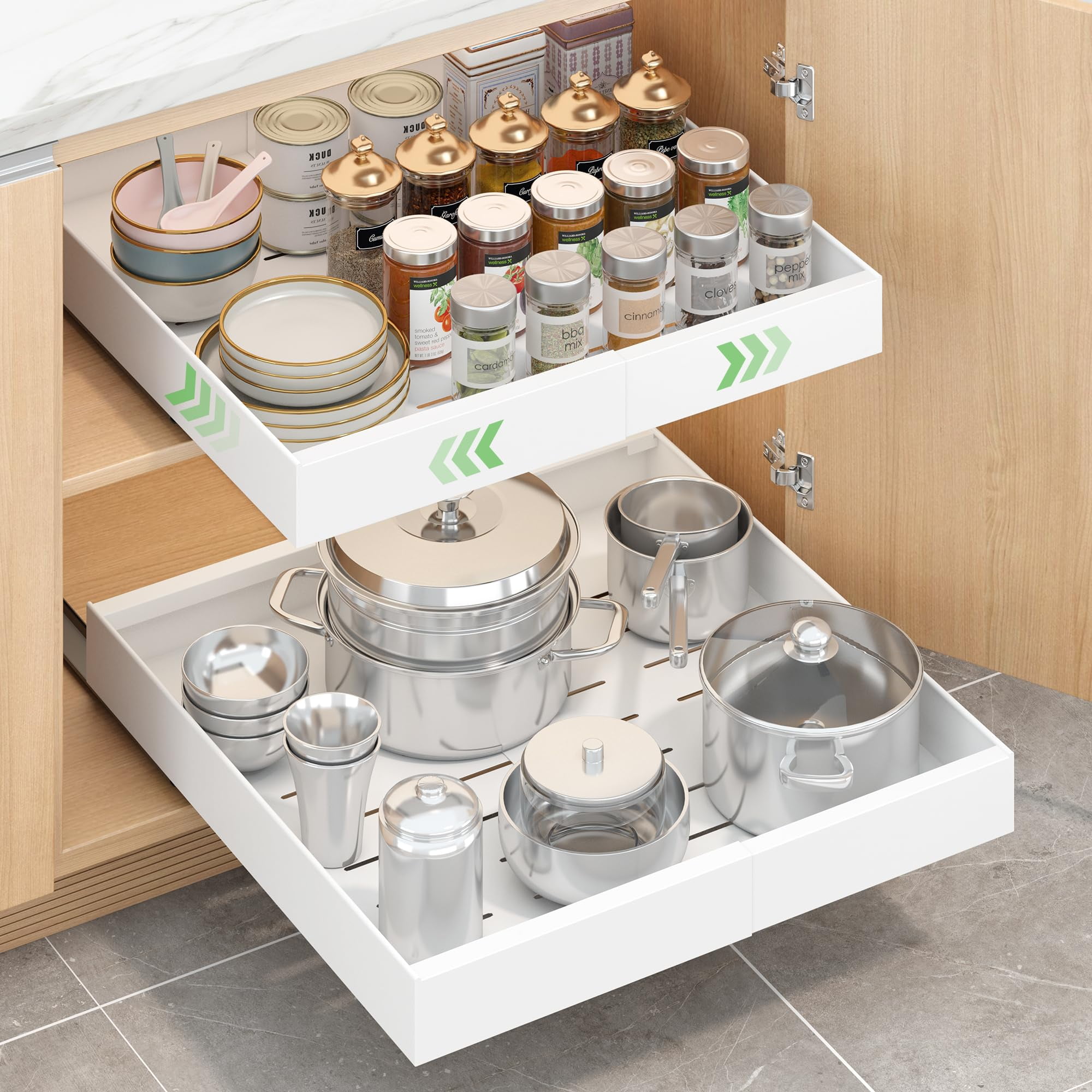 Expandable Pull-Out Cabinet Organizer with Slide Out Drawers - Pack 21 ...