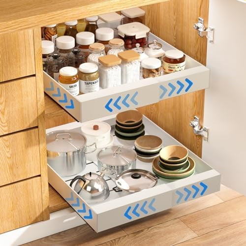 Expandable Pull Out Cabinet Organizer, Slide Out Pantry Shelves Sliding ...