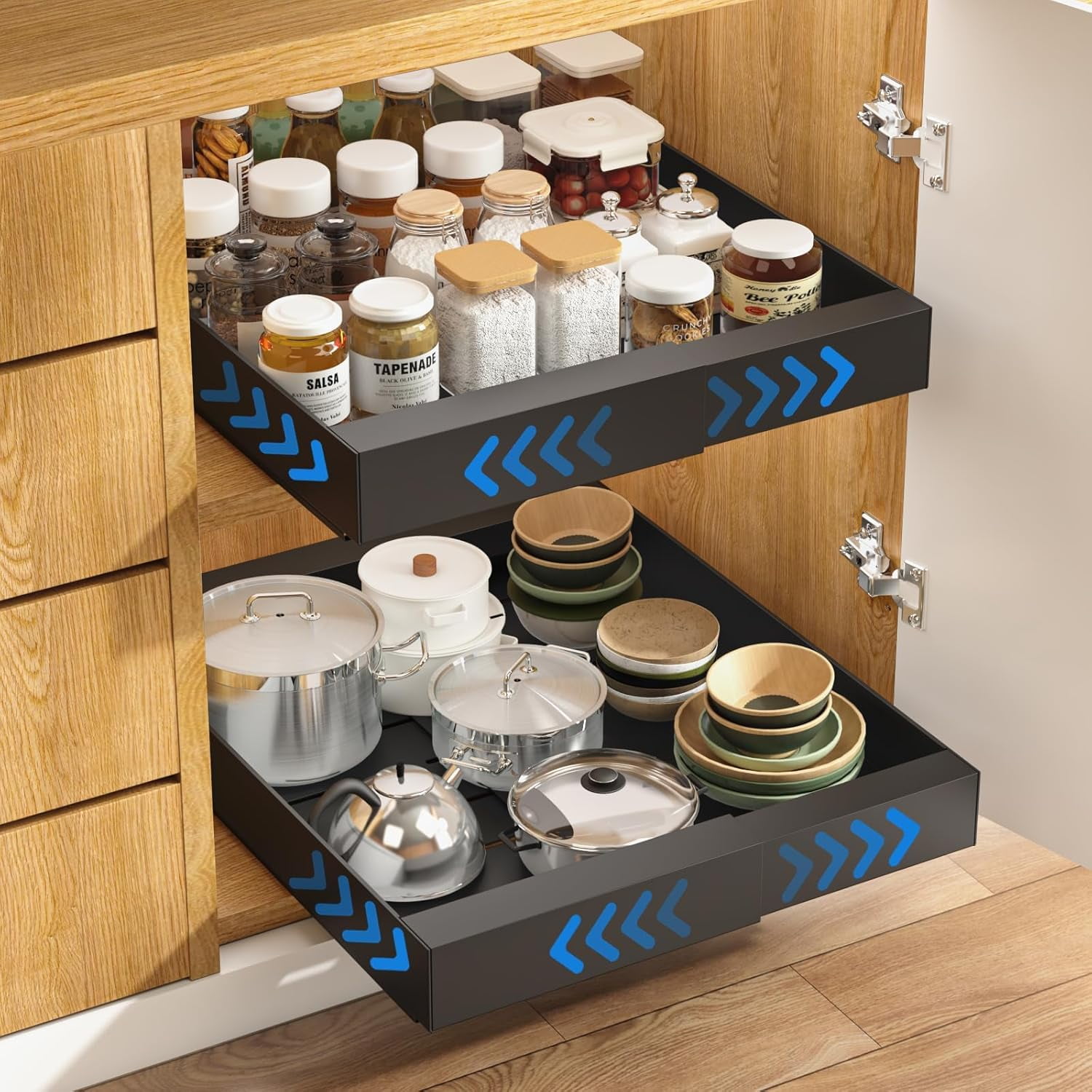 Expandable Pull Out Cabinet Organizer, Slide Out Pantry Shelves Sliding ...