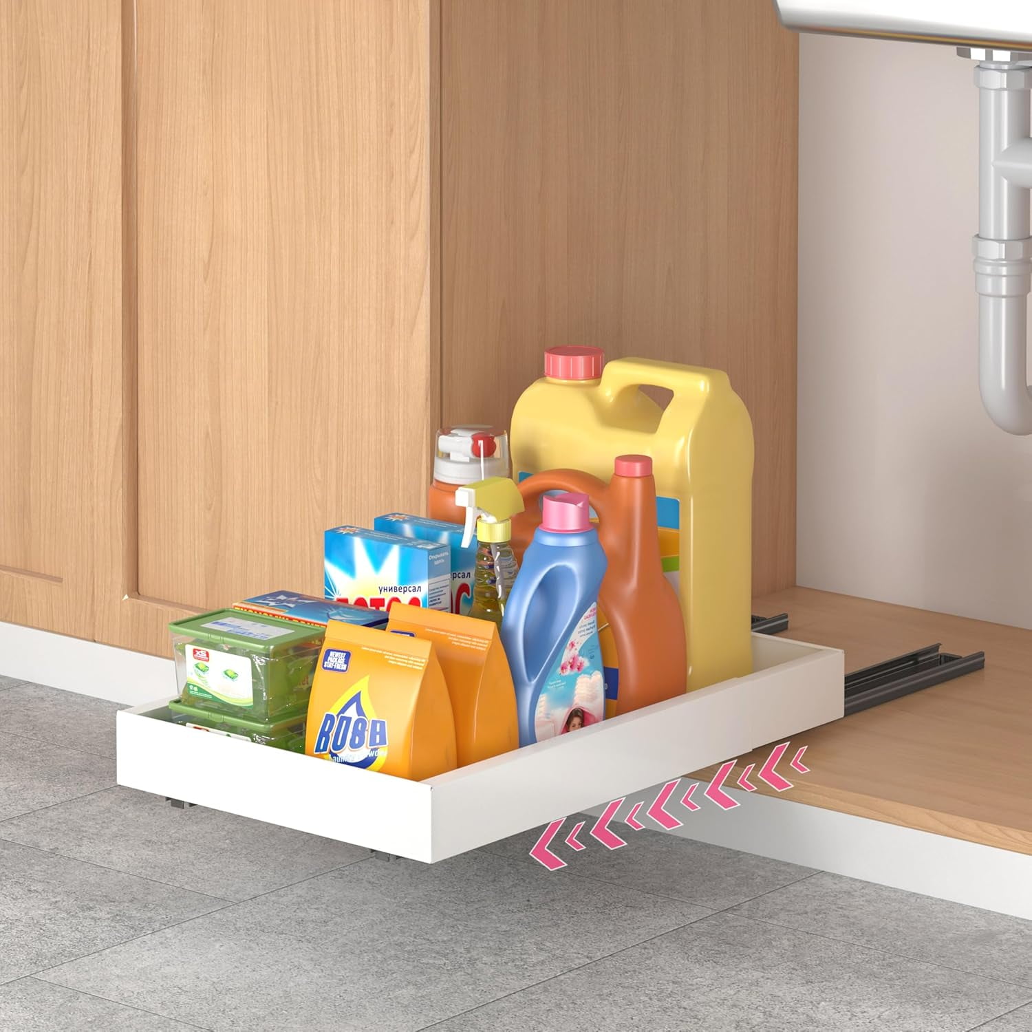 Expandable Pull Out Drawer Cabinet Organizer Storage for Bathroom ...