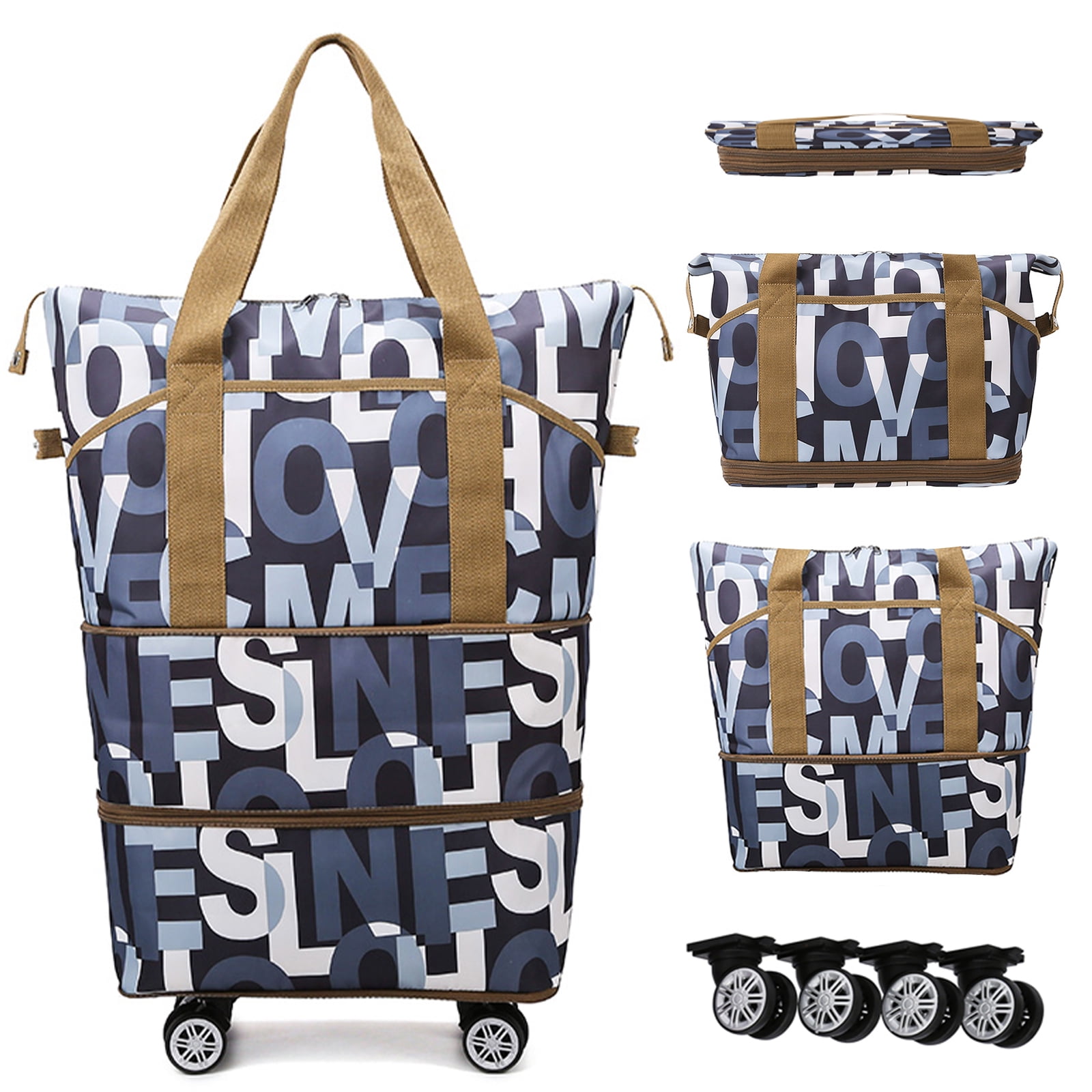 Expandable Rolling Travel Bag With 360° Detachable Wheels Trolley ...
