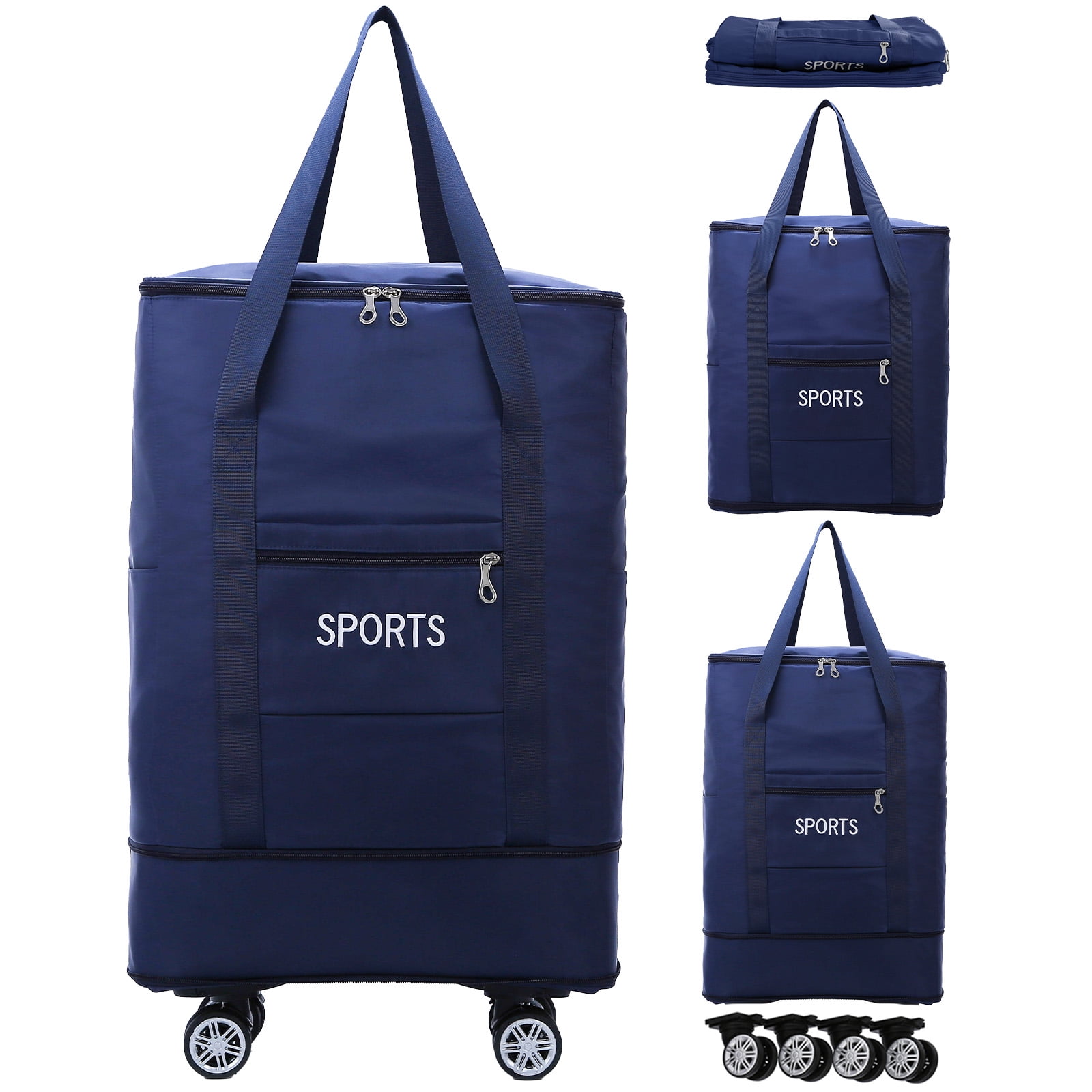 Expandable Rolling Travel Bag With 360° Detachable Wheels Trolley ...