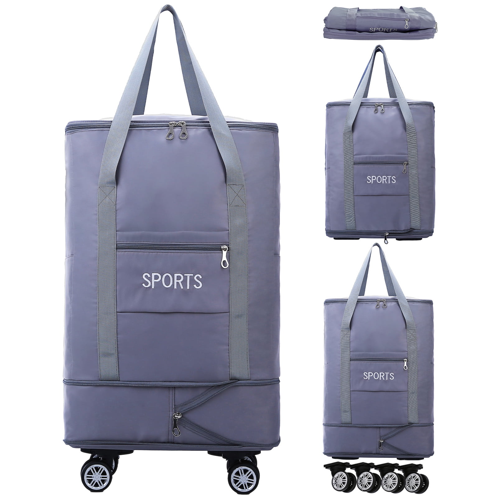 Expandable Rolling Travel Bag With 360° Detachable Wheels Trolley ...