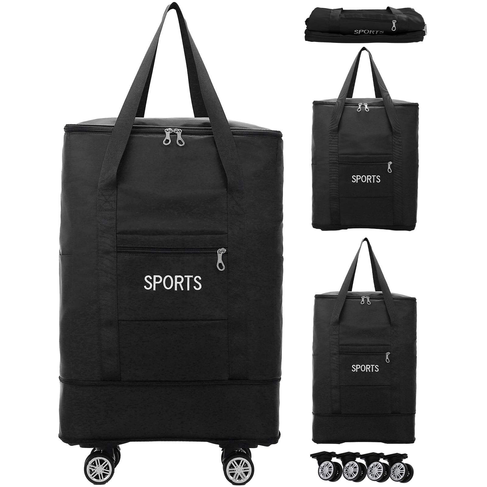 Expandable Rolling Travel Bag With 360° Detachable Wheels Trolley ...