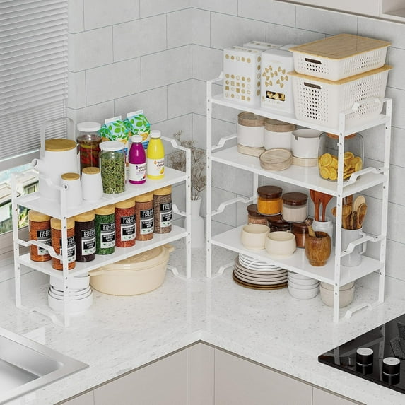 Expandable Shelf for Cabinet Organizer Adjustable Stackable Spice Rack ...