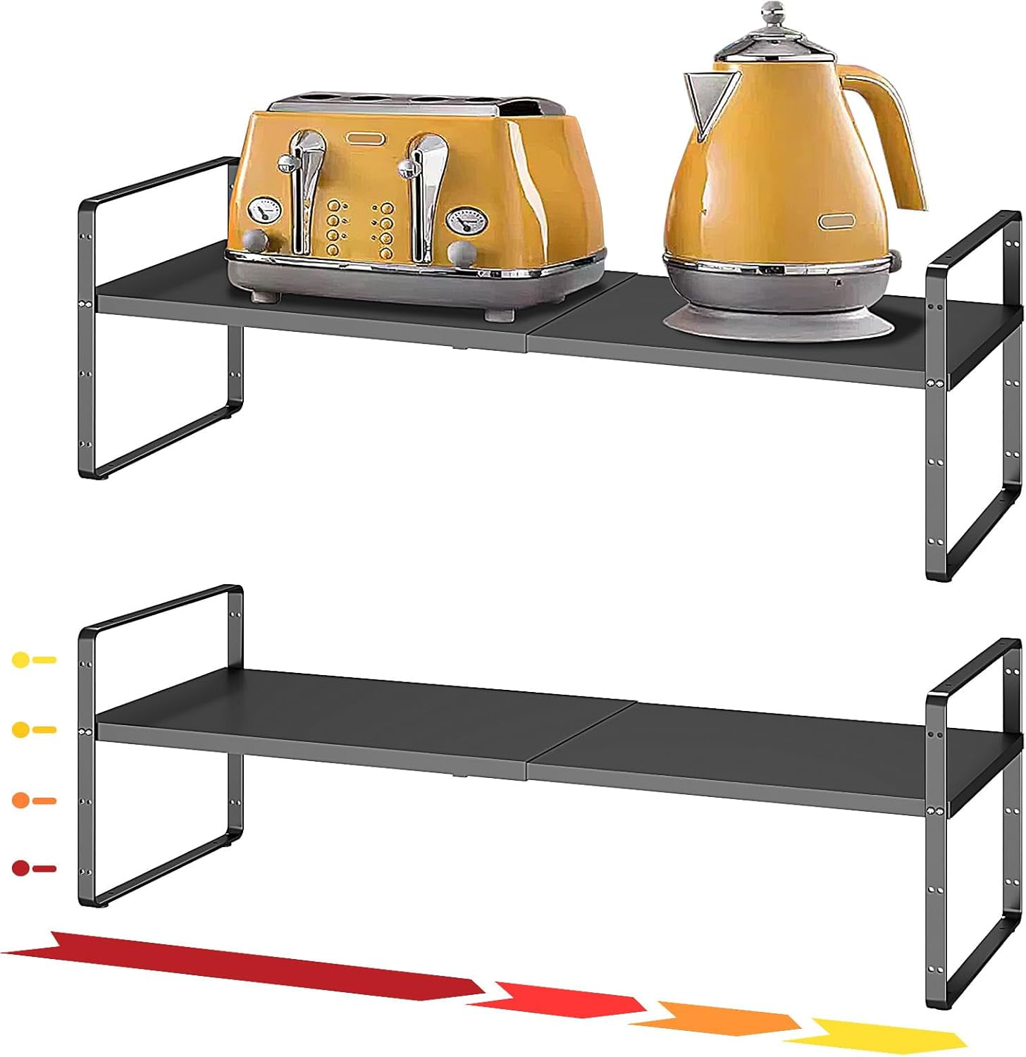 Expandable Shelf Organizer, Wide Stackable Cabinet Shelf Organizers ...