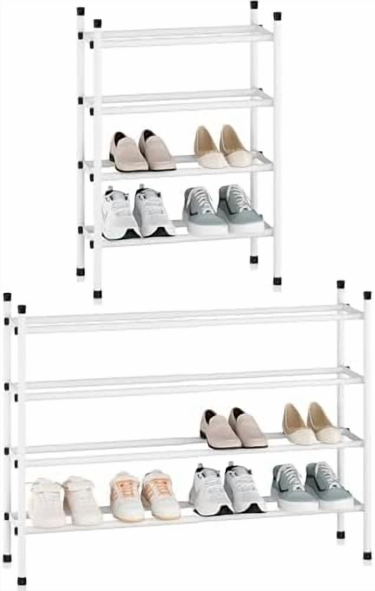 Expandable Shoe Rack, 16 Pairs Stackable Small Shoe Rack, Metal ...