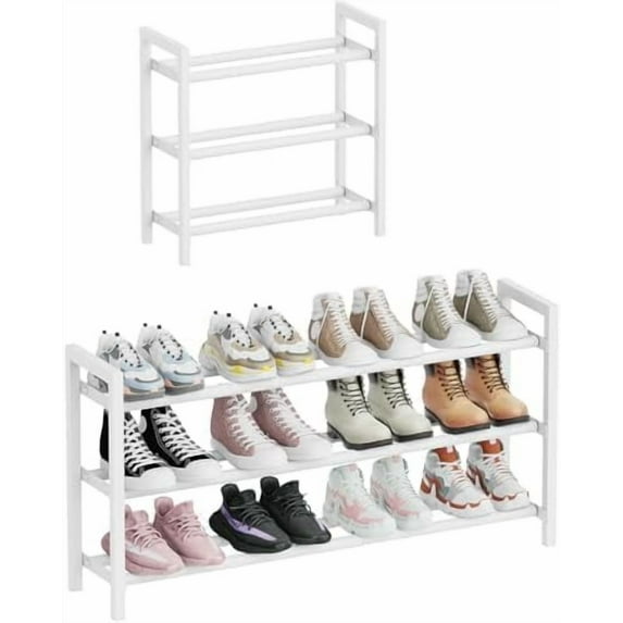 Expandable Shoe Rack, 3-Tier Shoe Organizer for Closet, Adjustable Shoe ...