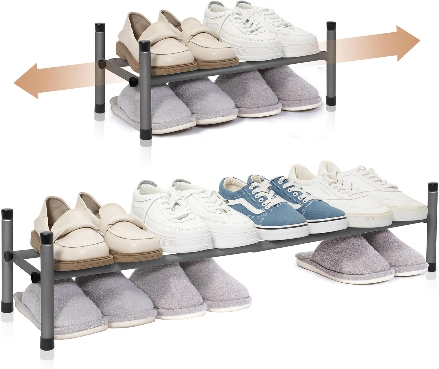 Expandable Shoe Rack, 4 Pairs Stackable Small Shoe Rack, Metal ...