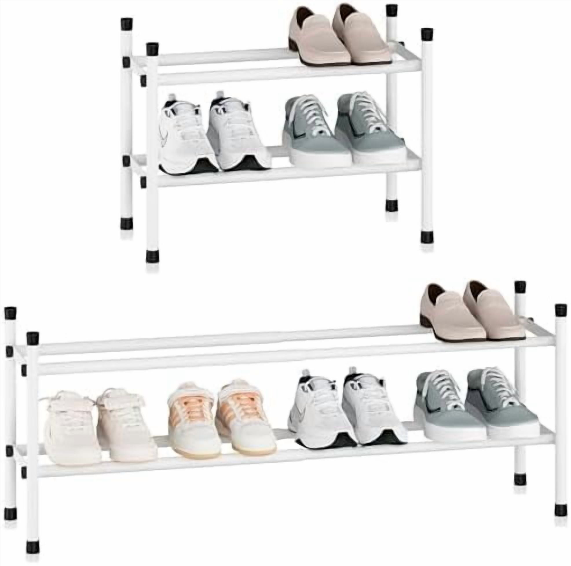Expandable Shoe Rack, 8 Pairs Stackable Small Shoe Rack, Metal ...