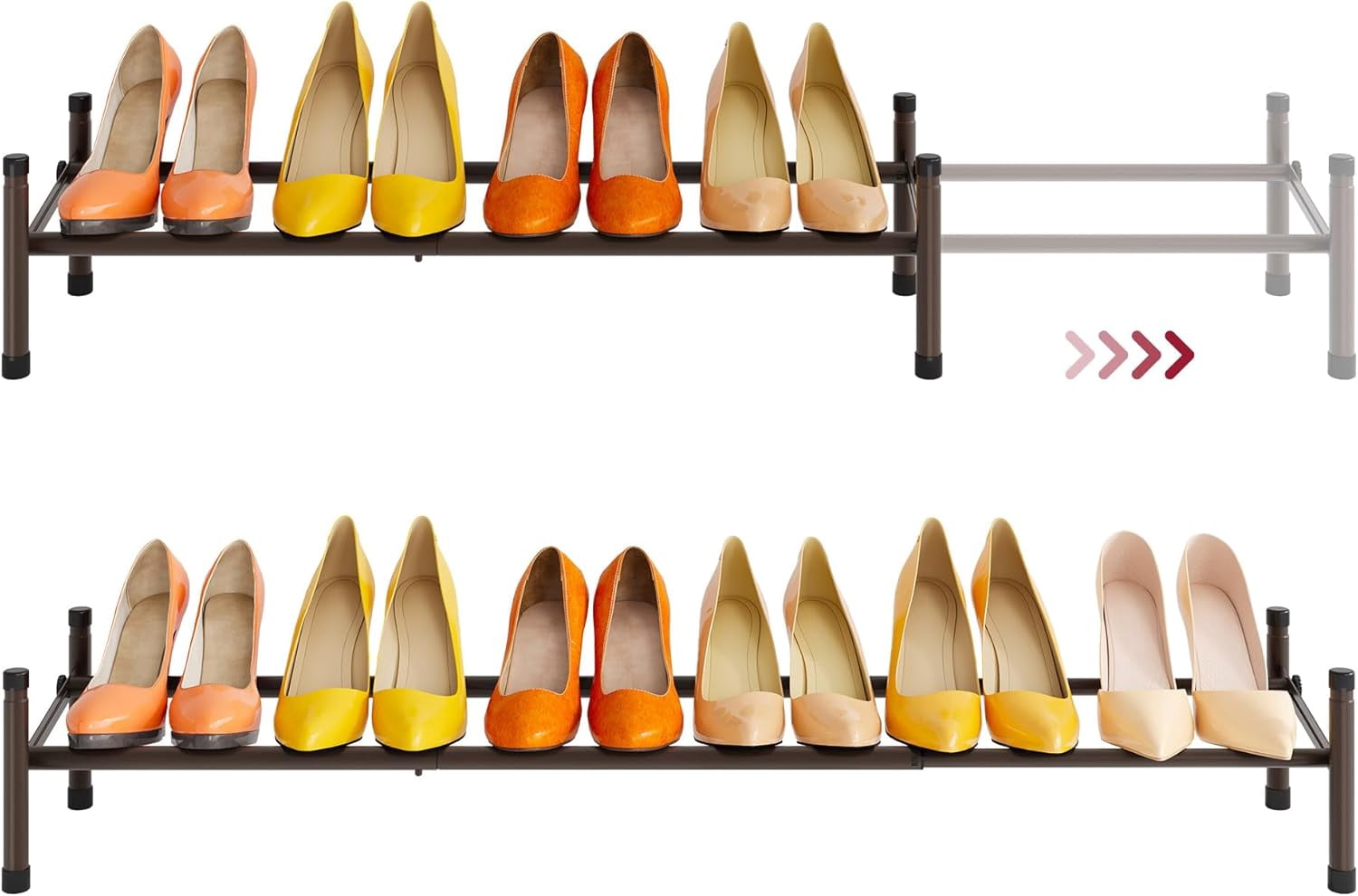 Expandable Shoe Rack for Closet 1 Tier, 28“-41“Adjustable & Stackable ...