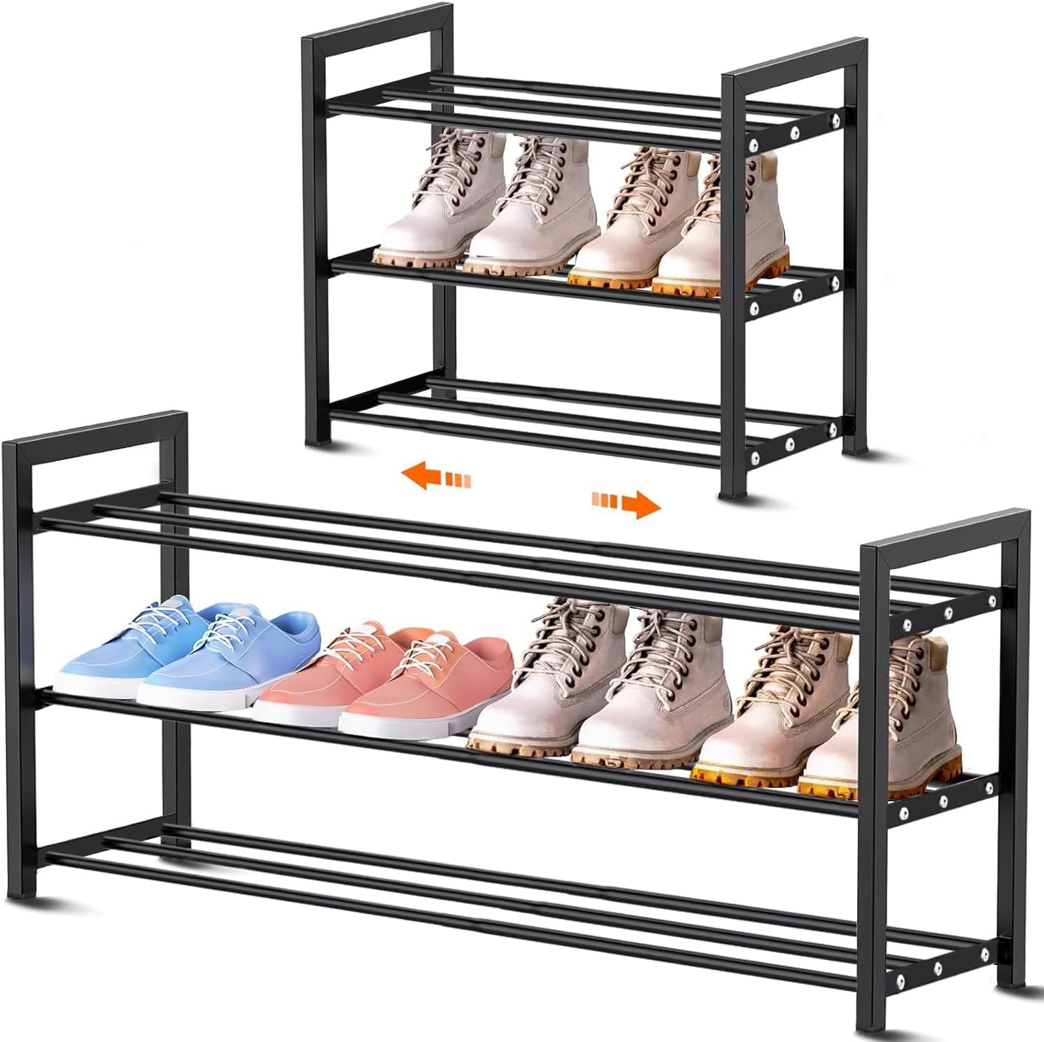 Expandable Shoe Rack Small Shoe Storage Narrow Shoe Racks Metal Show ...
