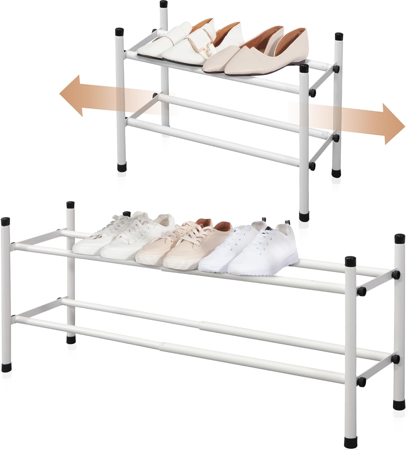 Expandable Shoe Rack, Stackable Small Shoe Rack, Metal Adjustable Shoes ...