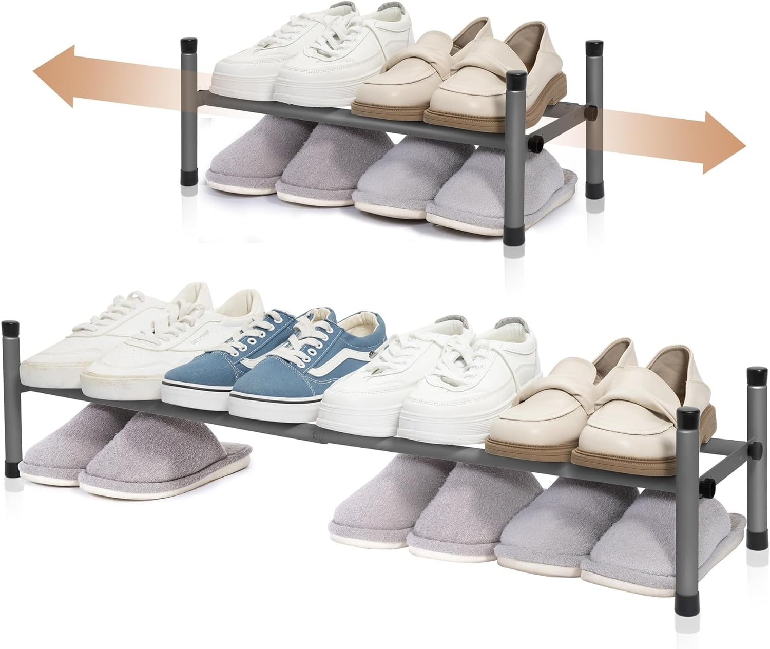 Expandable Shoe Rack, Stackable Small Shoe Rack, Metal Adjustable Shoes ...