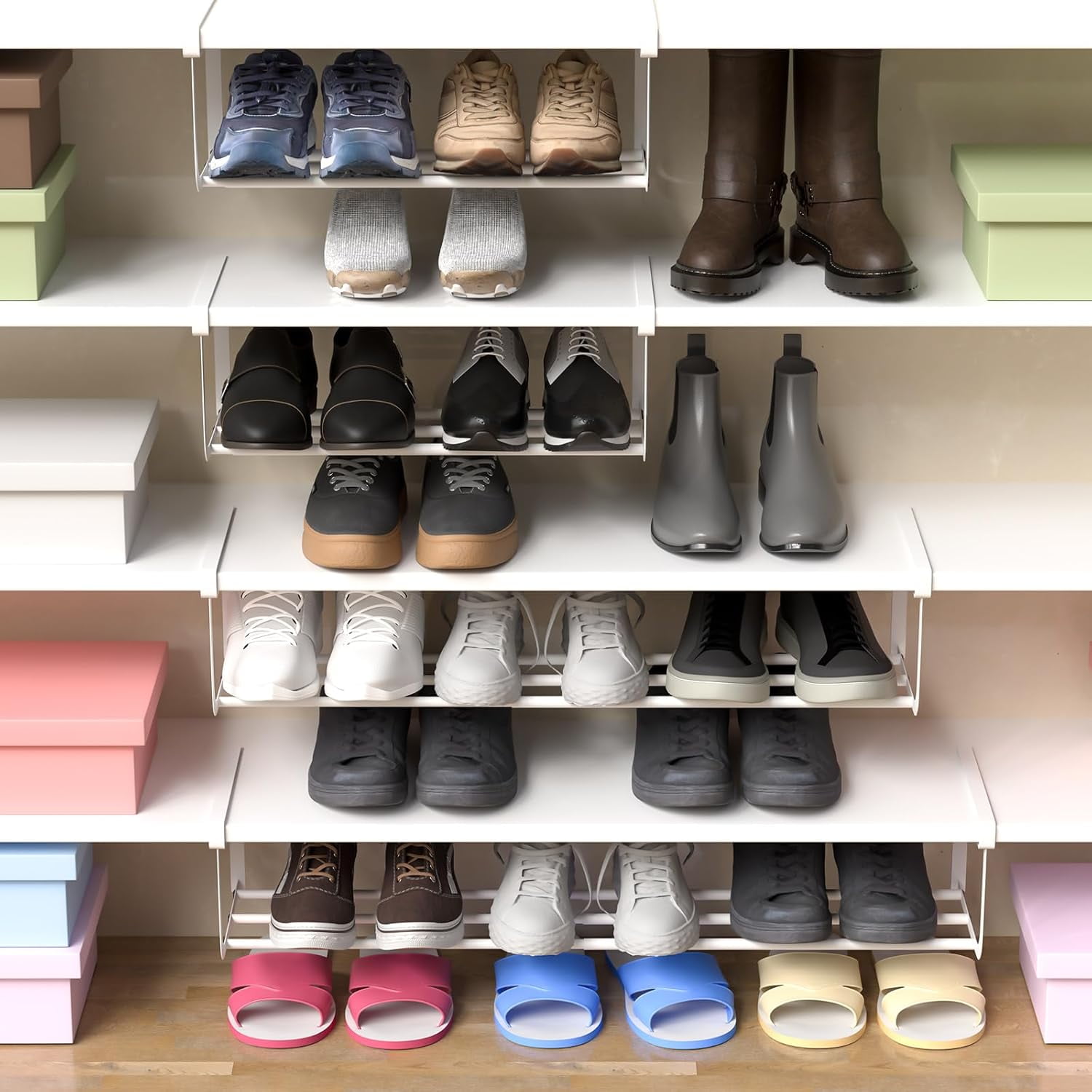 Expandable Shoe Storage Rack for Closet Hanging Retractable Adjustable ...
