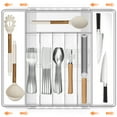 Expandable Silverware Drawer Organizer, Adjustable Acrylic Utensil Tray ...