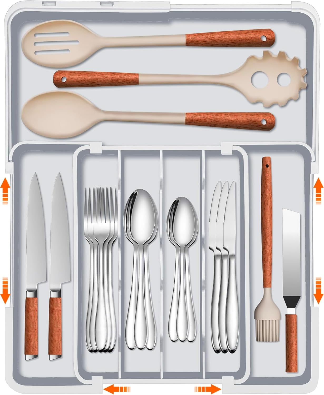 Expandable Silverware Drawer Organizer BPA Free Cutlery Organizer Small ...