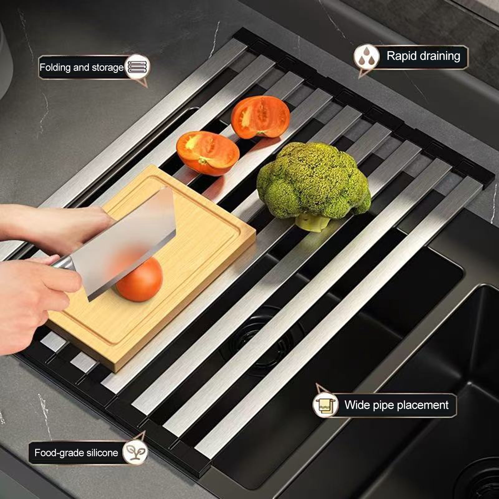 Expandable Sink Drain Rack Stainless Steel Folding Drain Rack ...