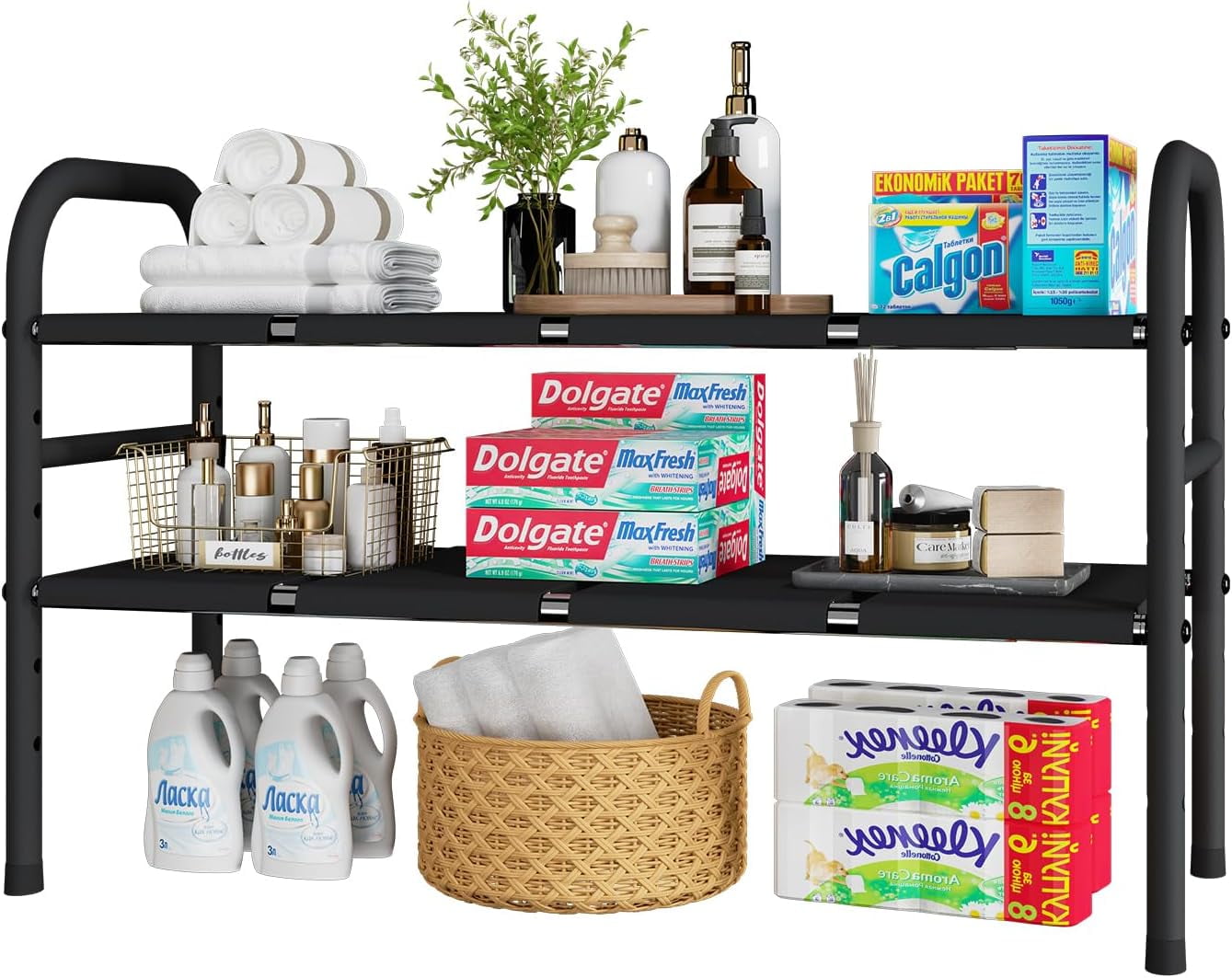 Expandable Under Sink Organizers, 2-Tier Kitchen Bathroom Cabinet ...