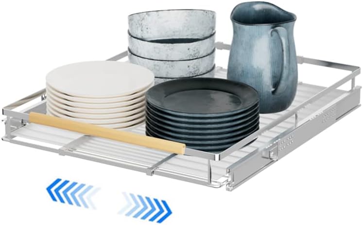 Expandable Sliding Basket Drawer, Pull-Out Cabinet Organizer, Heavy ...