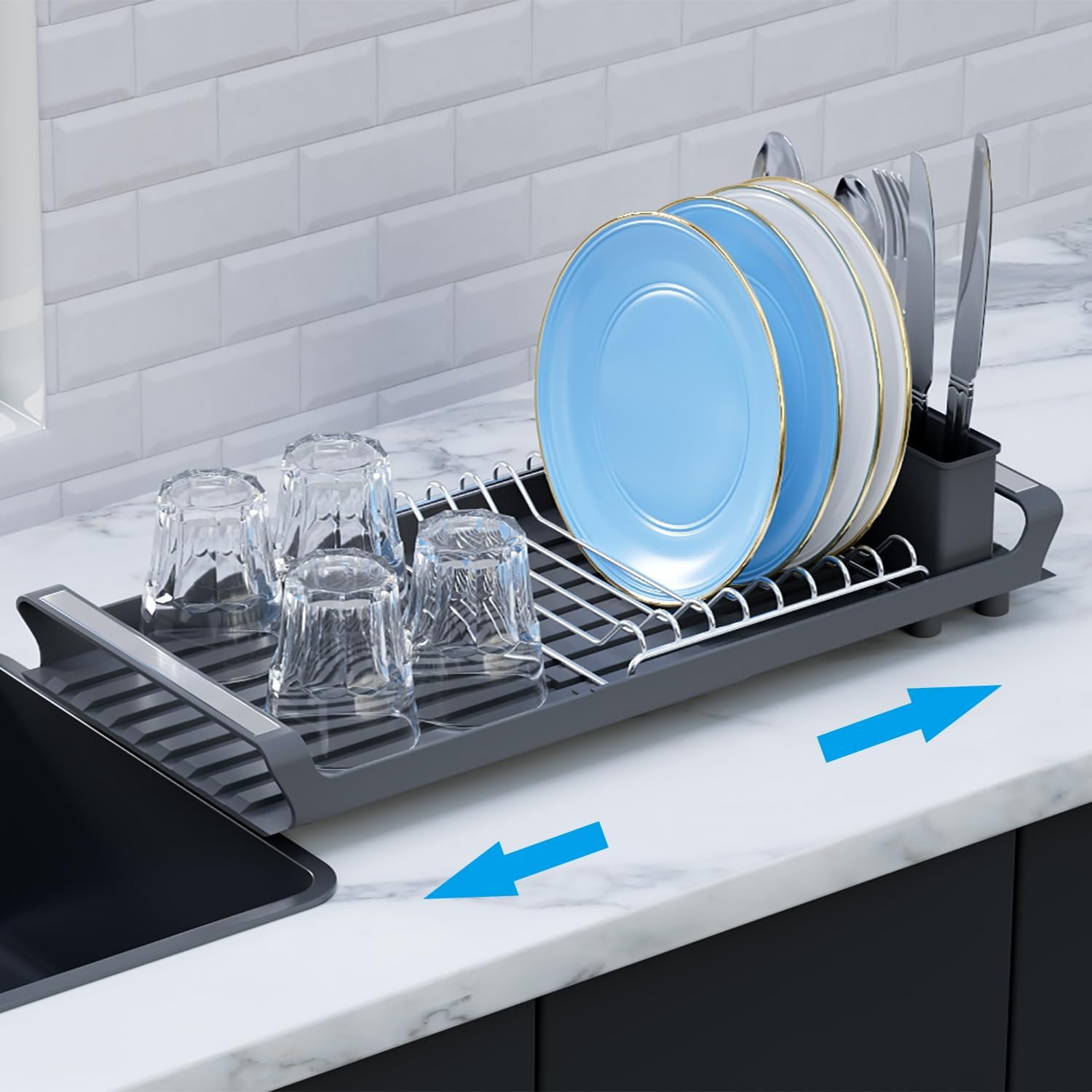 Expandable Small Dish Drying Rack Dish Racks for Kitchen Countertop ...