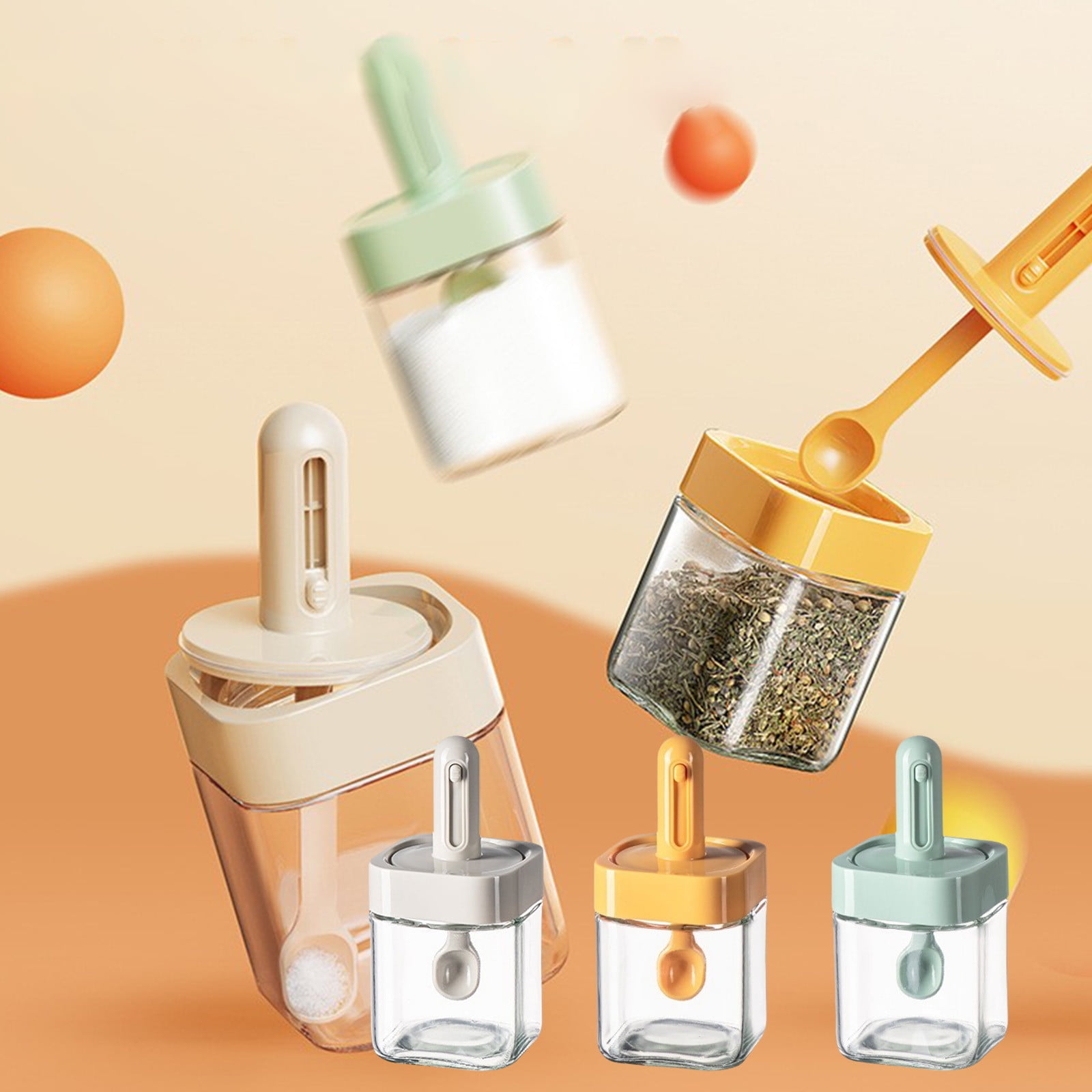 Expandable Spice Jar, Stainless Steel Spoon Lid, Se Sealed Canisters ...